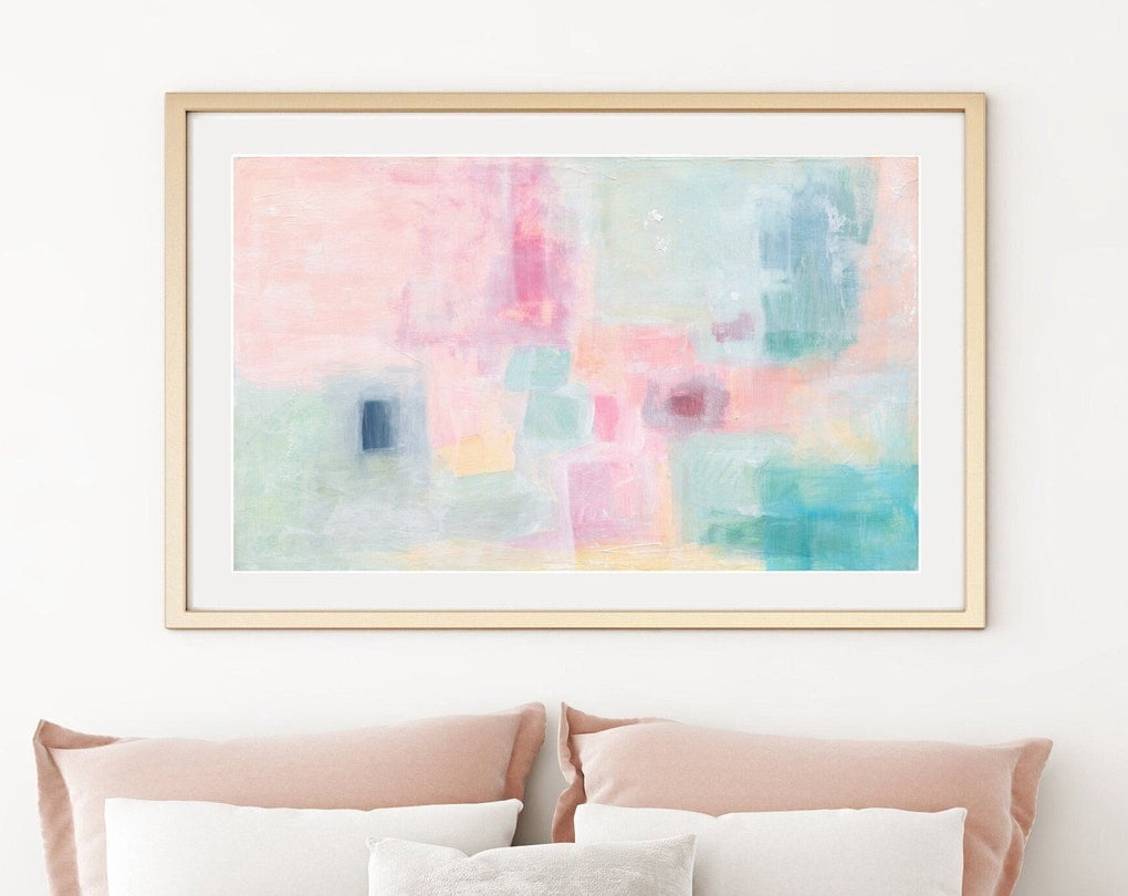 DOPAPRINT Pastel Colorful Abstract Painting, Pink Orange Large Art ...