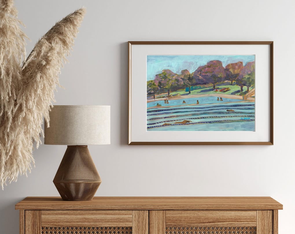 DOPAPRINT Pastel Deep Eddy Pool Print Austin Texas Travel Poster ...