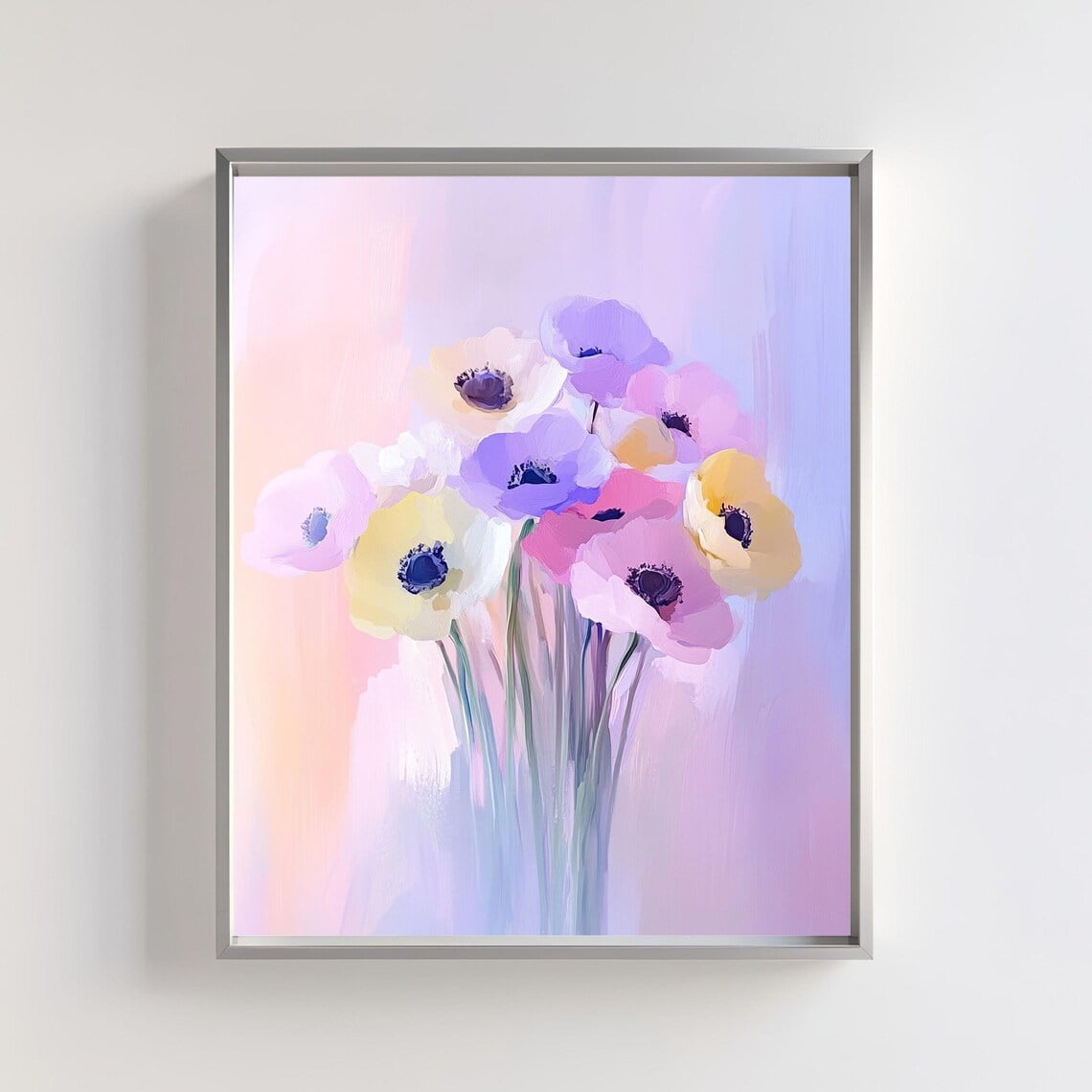 DOPAPRINT Pastel Flower Wall Art, Abstract Colorful Floral Painting ...