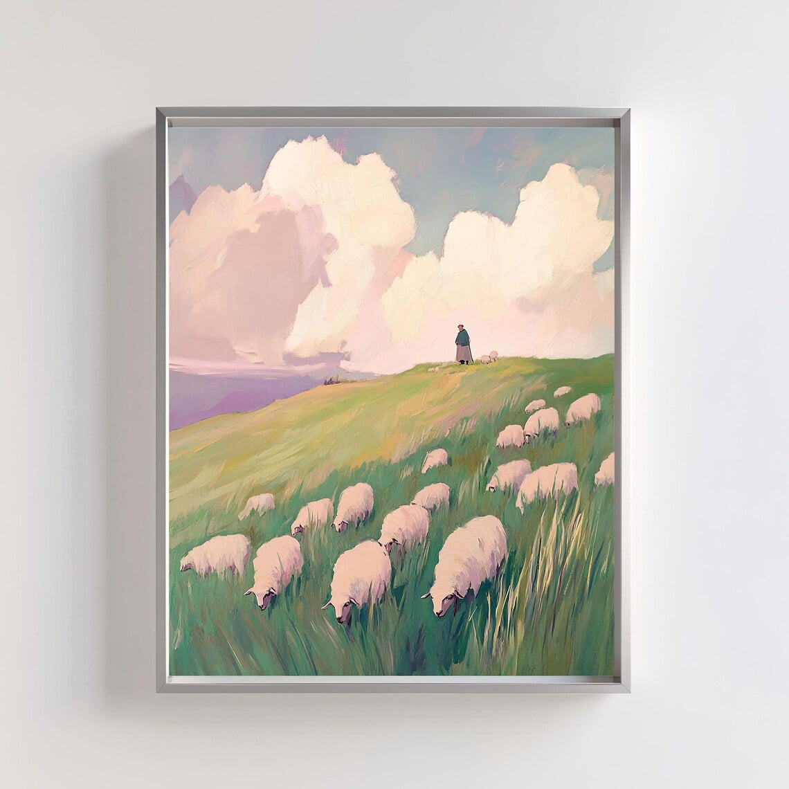 DOPAPRINT Pastoral Sheep Landscape, Rolling Hills Wall Art, Country ...