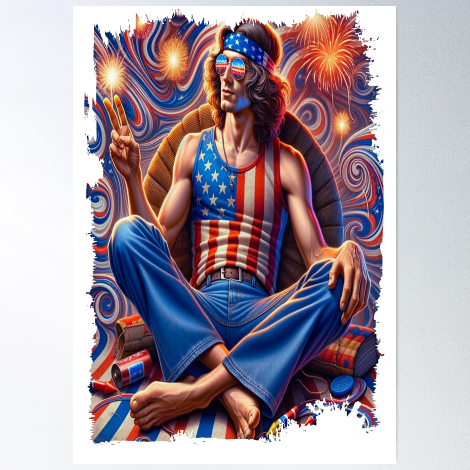 DOPAPRINT Patrotic Hippy Funny 4Th Of July Design Chill The 4Th Out ...
