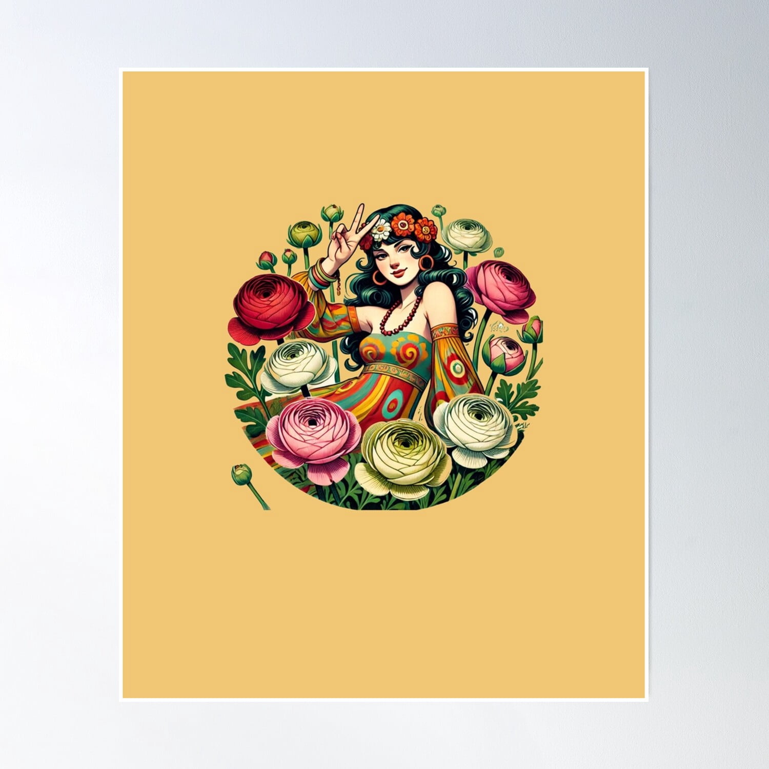 DOPAPRINT Peace Hippie Poster Wall Art, Modern Wall Decor NO FRAMED ...
