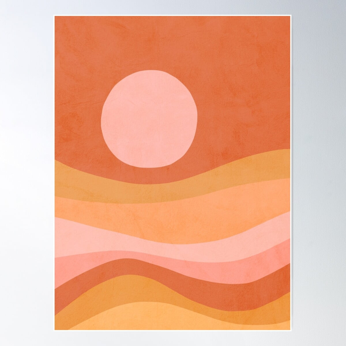 DOPAPRINT Peachy Mid Modern Summer Sunset - Abstract Landscape Poster ...