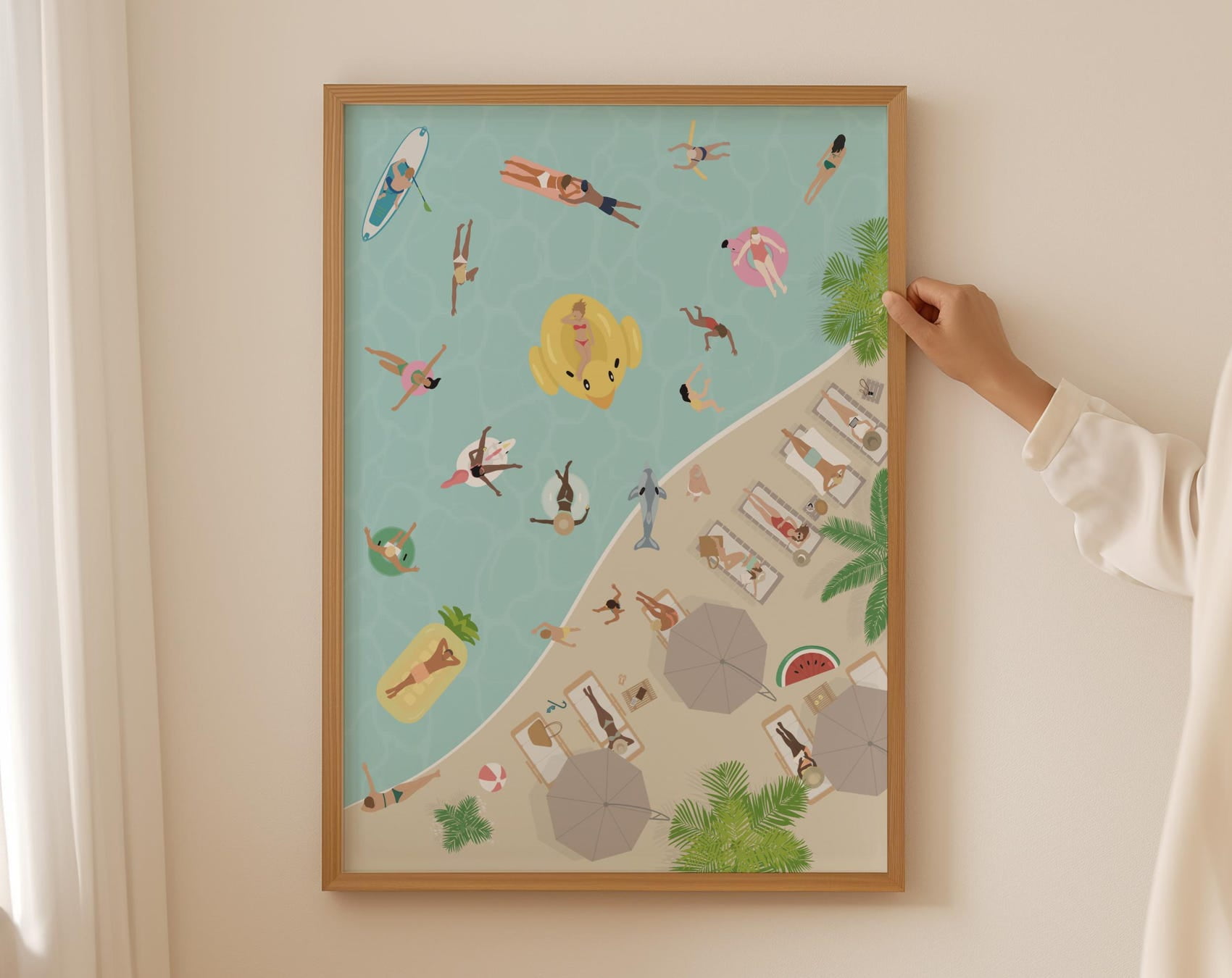DOPAPRINT People at Pool Print | Cute Summer Pool Poster | Tiny People ...