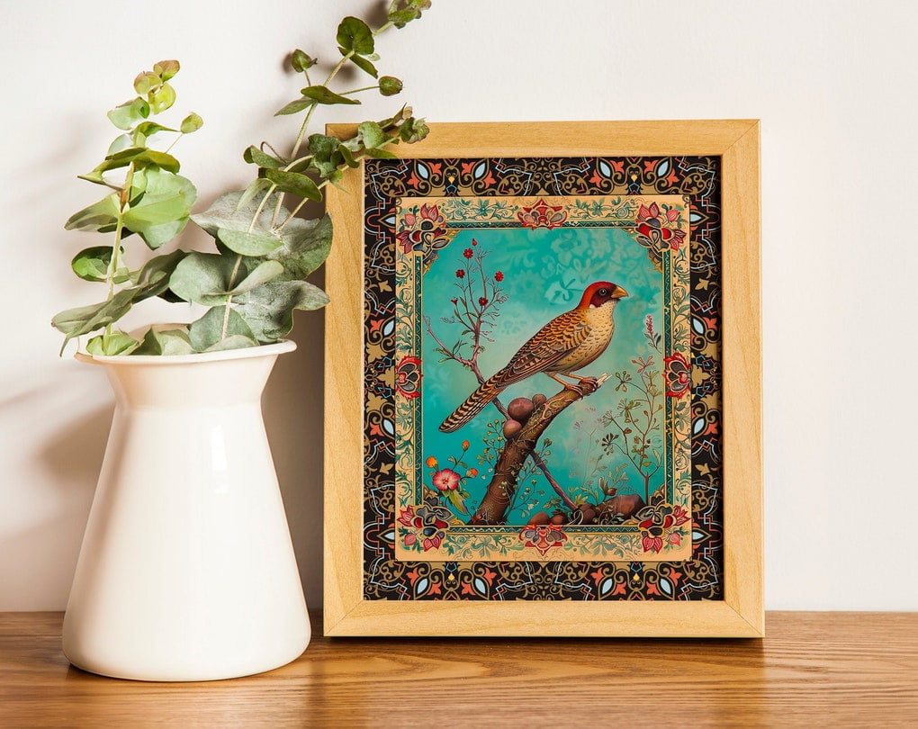 DOPAPRINT Persian Mughal Miniature Art Traditional Featuring Birds And Tree Beautiful Gallery ...