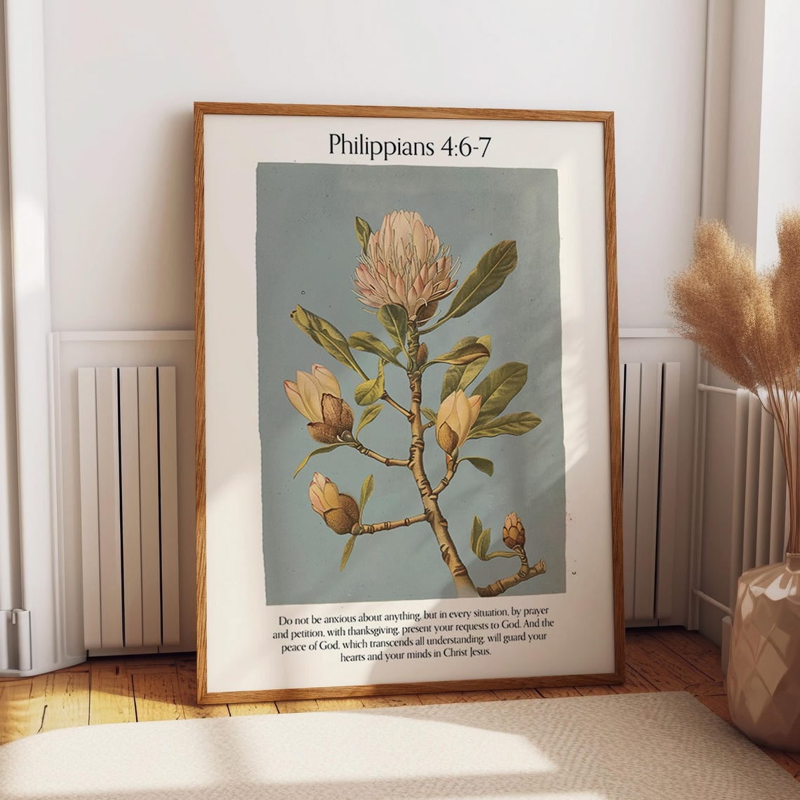 DOPAPRINT Philippians 4:6-7 Bible Verse Poster - Botanical Flower ...