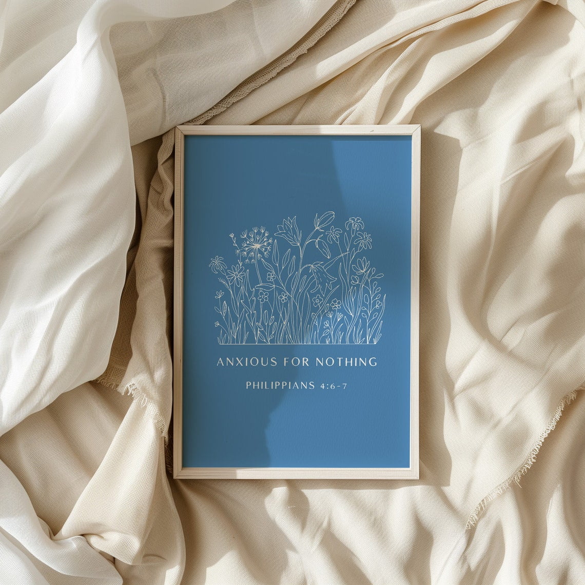 DOPAPRINT Philippians 4 Christian Wall Art, Blue Floral Poster, Trendy ...