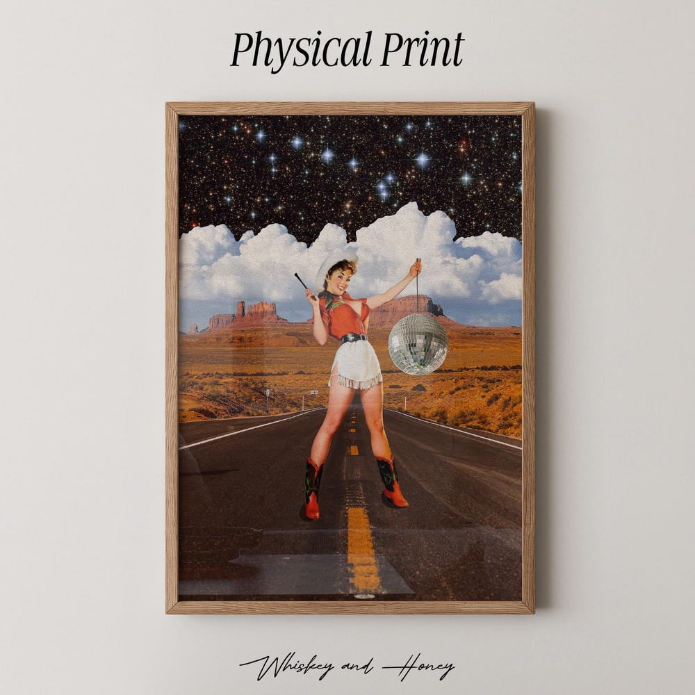 DOPAPRINT Physical Poster, Disco Cowgirl Collage Art Print, Art ...