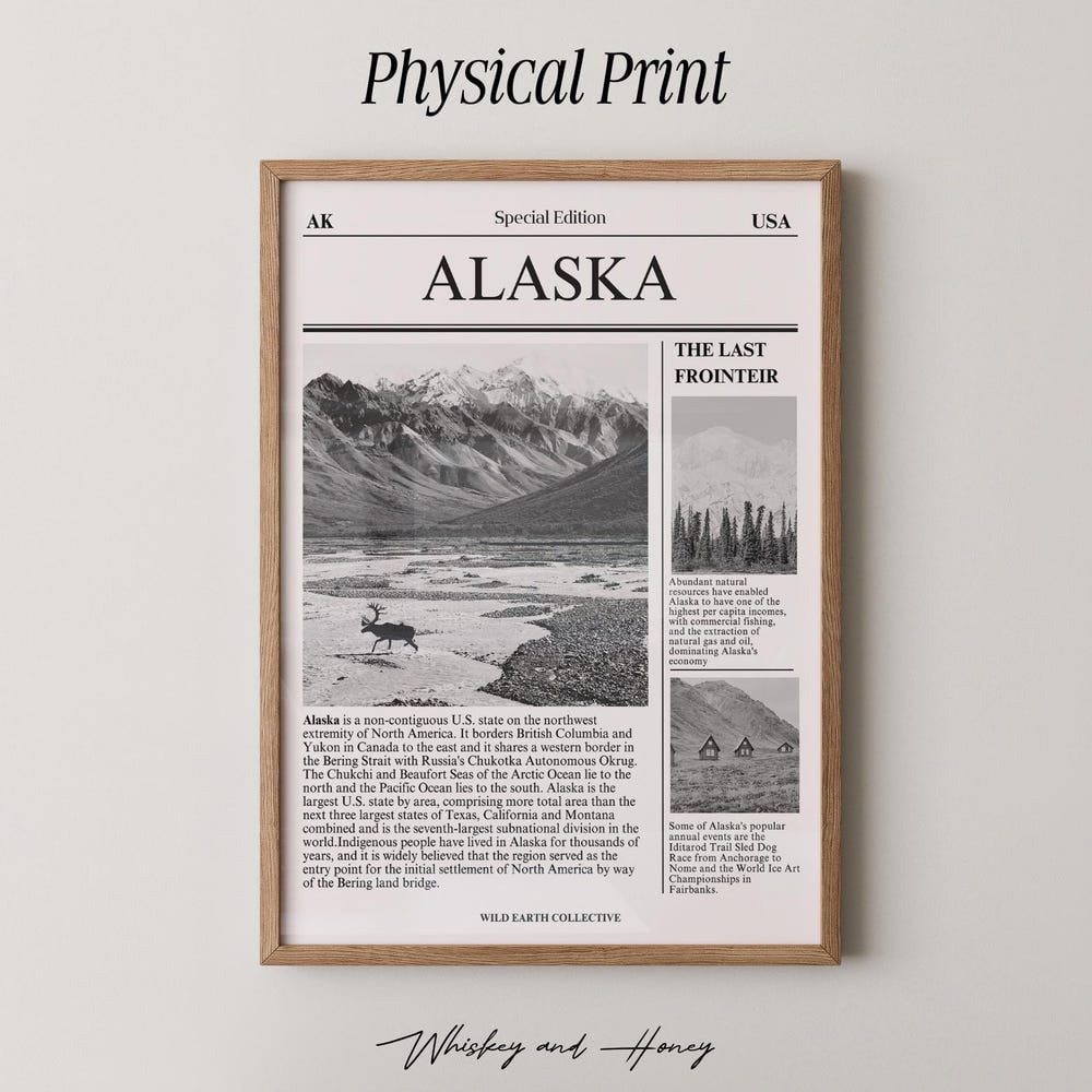 DOPAPRINT Physical Print, Alaska State Art Print, State Poster ...