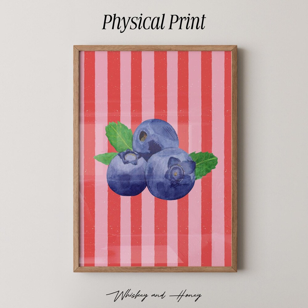 DOPAPRINT Physical Print, Blueberries Art Print, Kitchen Wall Art ...