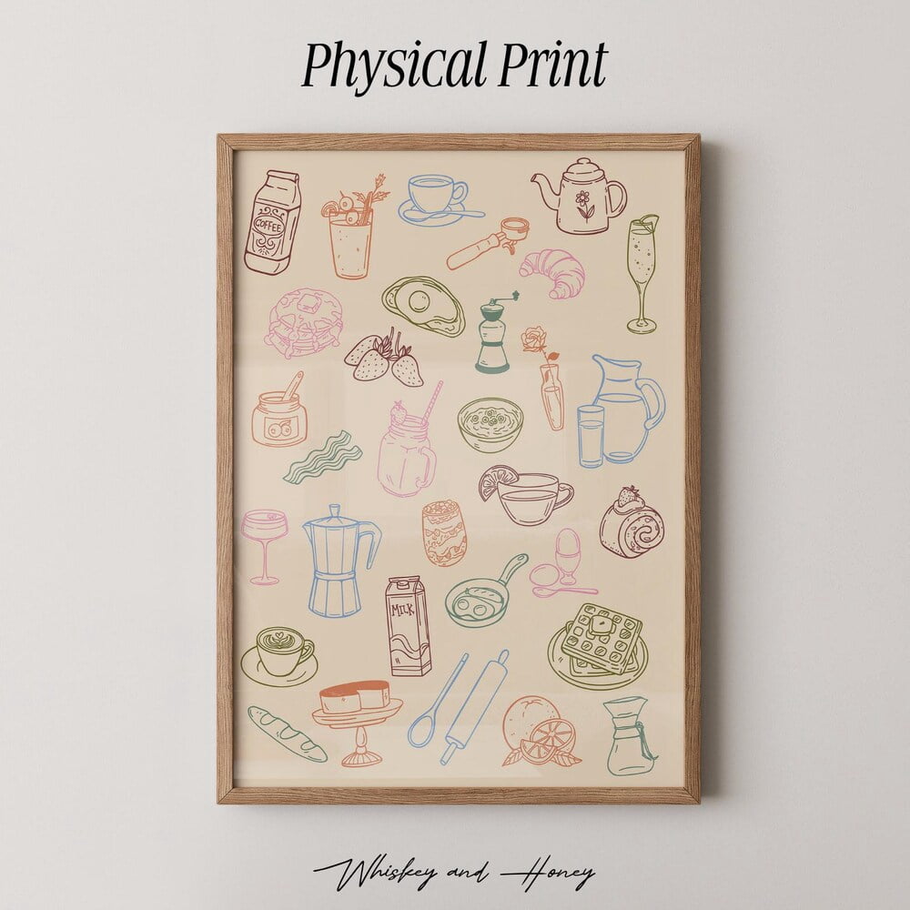 DOPAPRINT Physical Print, Brunch Food Art Print, Kitchen Art, Kitchen ...