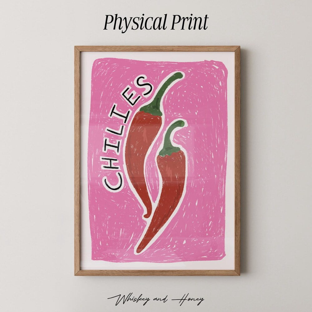 DOPAPRINT Physical Print, Chilies Illustration Art Print, Food Wall Art ...
