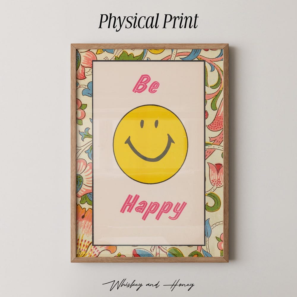 DOPAPRINT Physical Print, Be Happy Art Print, Retro Poster, Vintage ...