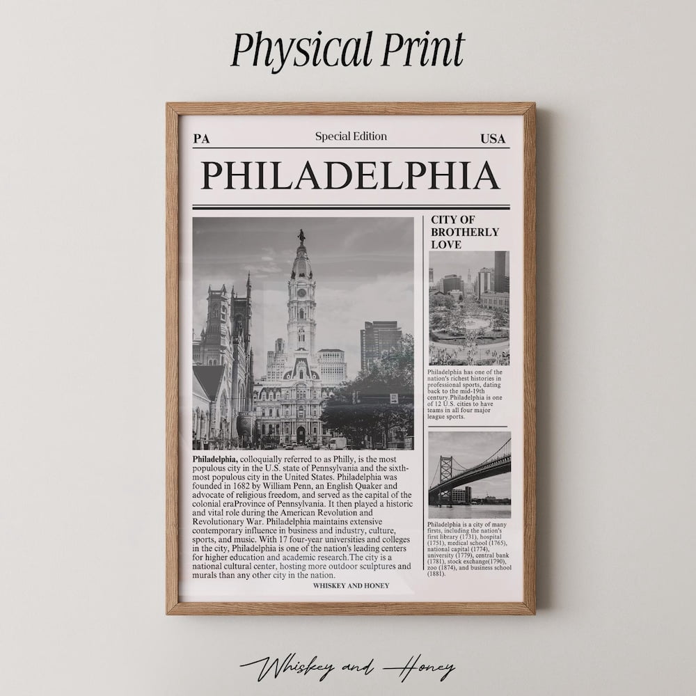DOPAPRINT Physical Print,Philadelphia City Poster, Travel Wall Art ...