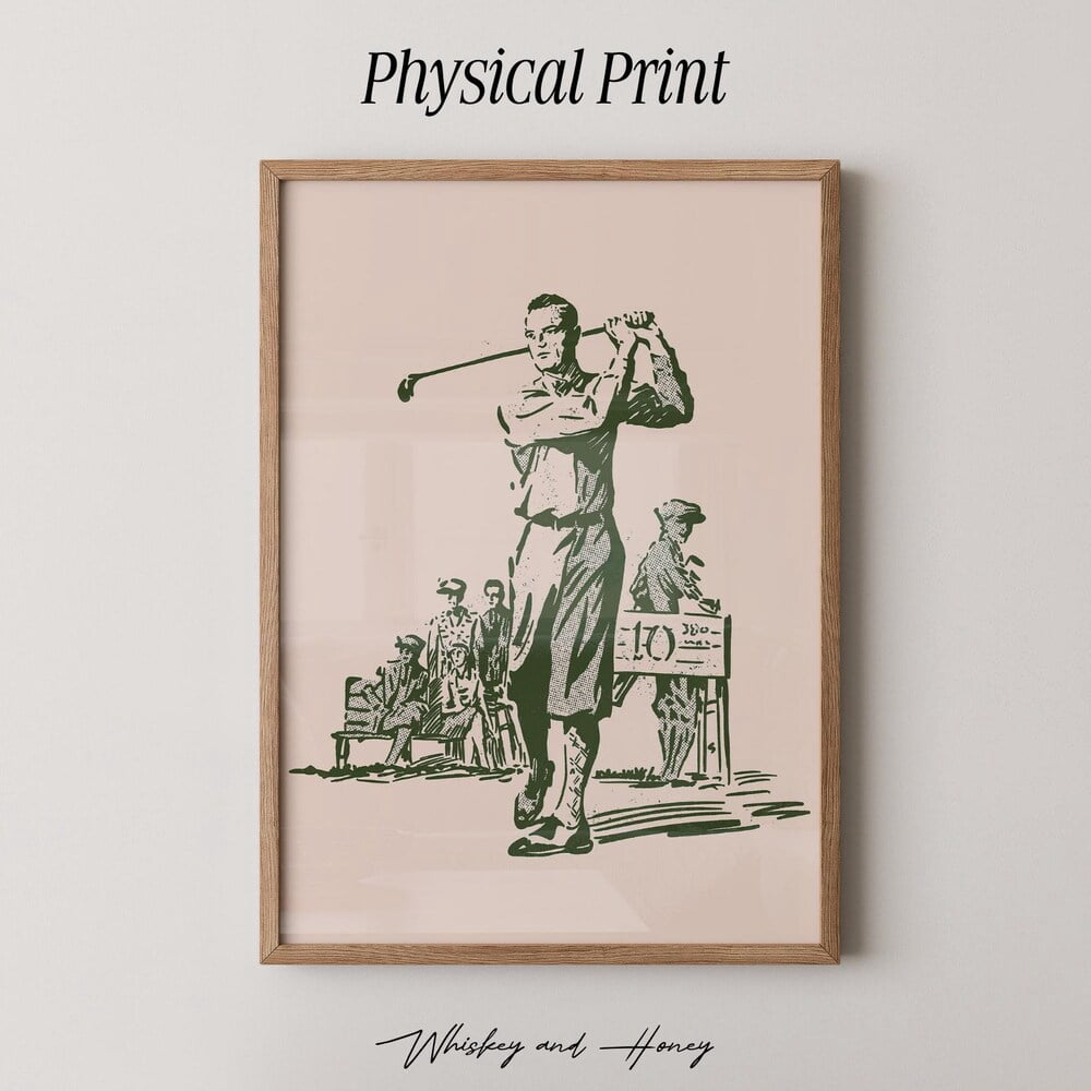 DOPAPRINT Physical Print, Vintage Golfer Art Print, Golfer Art, Golf ...