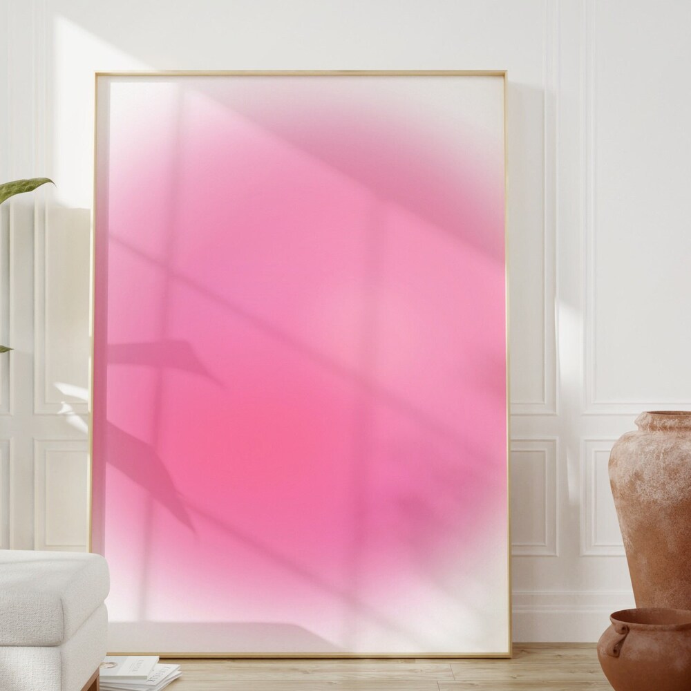 DOPAPRINT Pink Aura Wall Art, Blur Gradient Print, Pastel Pink Glow ...
