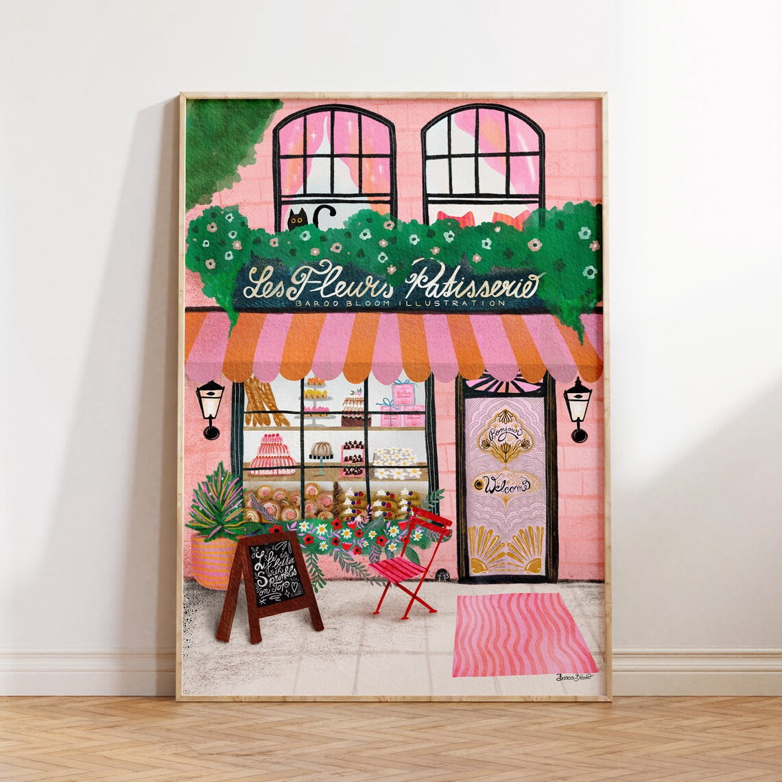 DOPAPRINT Pink Bakery Poster, Kitchen Art, Vintage Coffee Print, Pink ...
