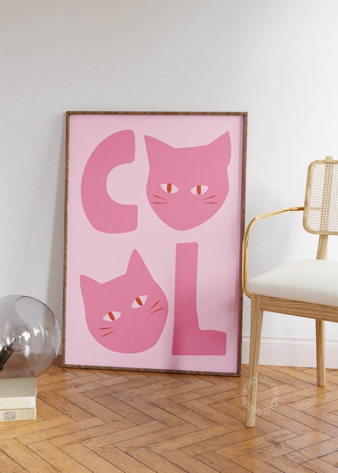 DOPAPRINT Pink Cat Poster, Cool Wall Art, Cat Wall Art Print, Cute ...