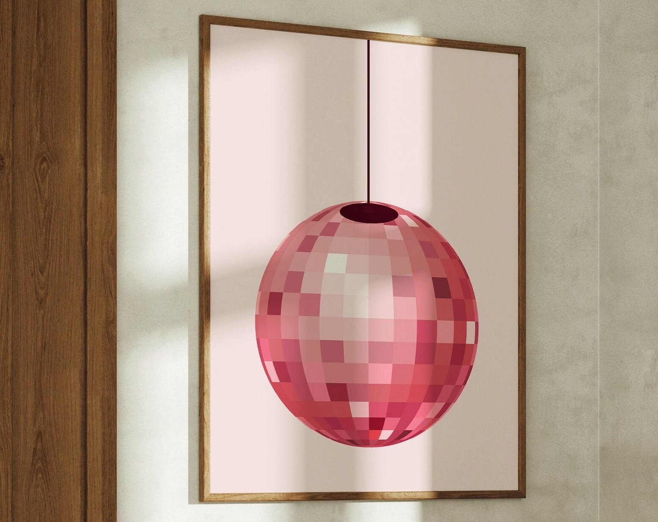 DOPAPRINT Pink Disco Ball Wall Art! Pink Poster, Minimalist Modern Art ...