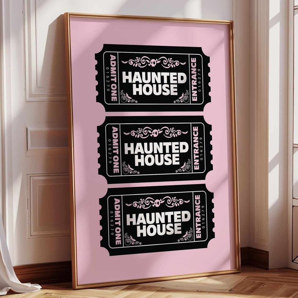 DOPAPRINT Pink Haunted House Ticket Wall Art, Apartment Decor, Vintage ...