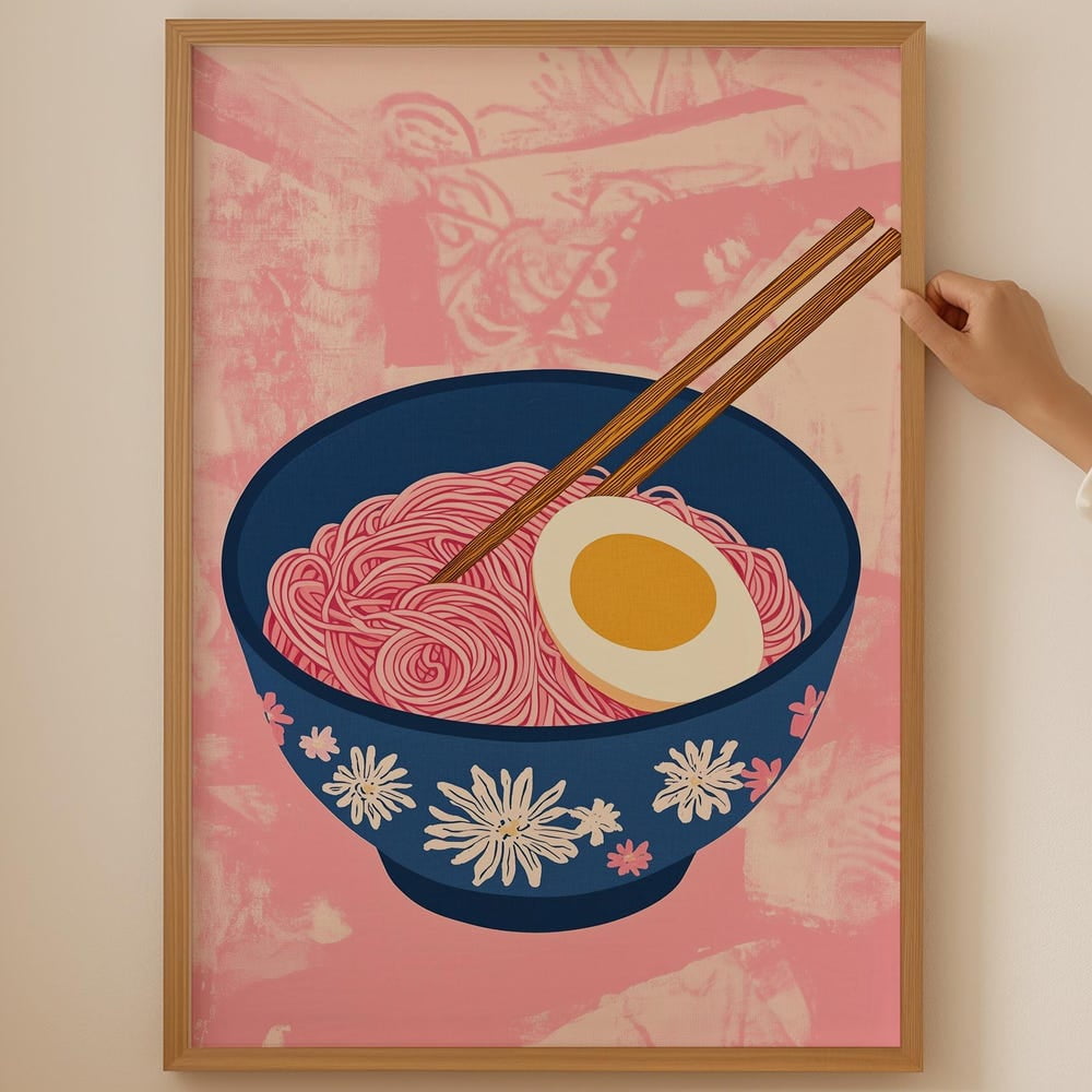 DOPAPRINT Pink Japanese Ramen Poster- Trendy Ramen Bowl Pasta Print for ...