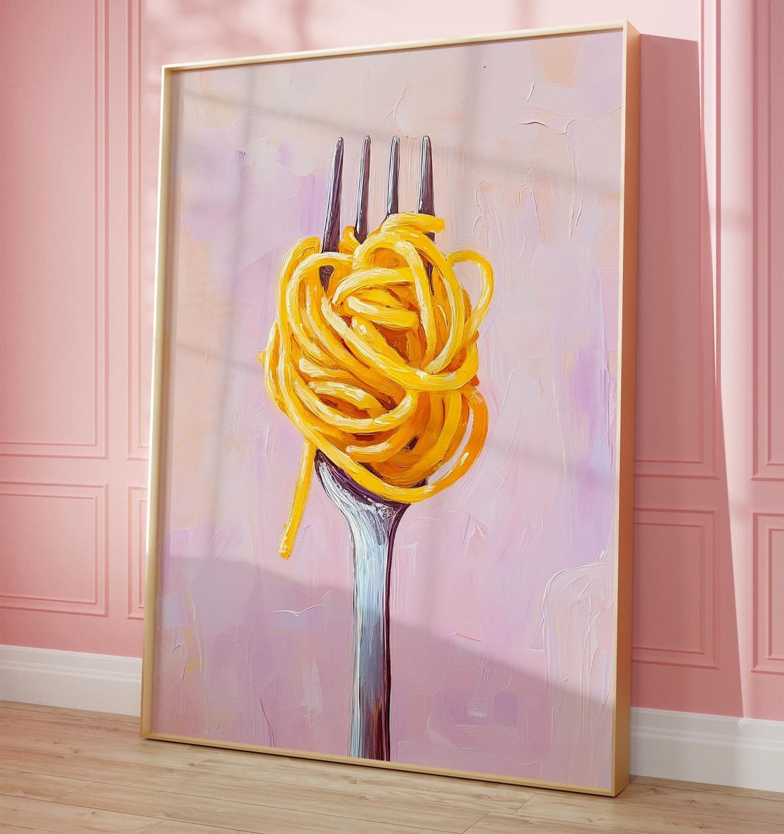 DOPAPRINT Pink Kitchen Wall Art, Pasta Print, Spaghetti Food Painting ...
