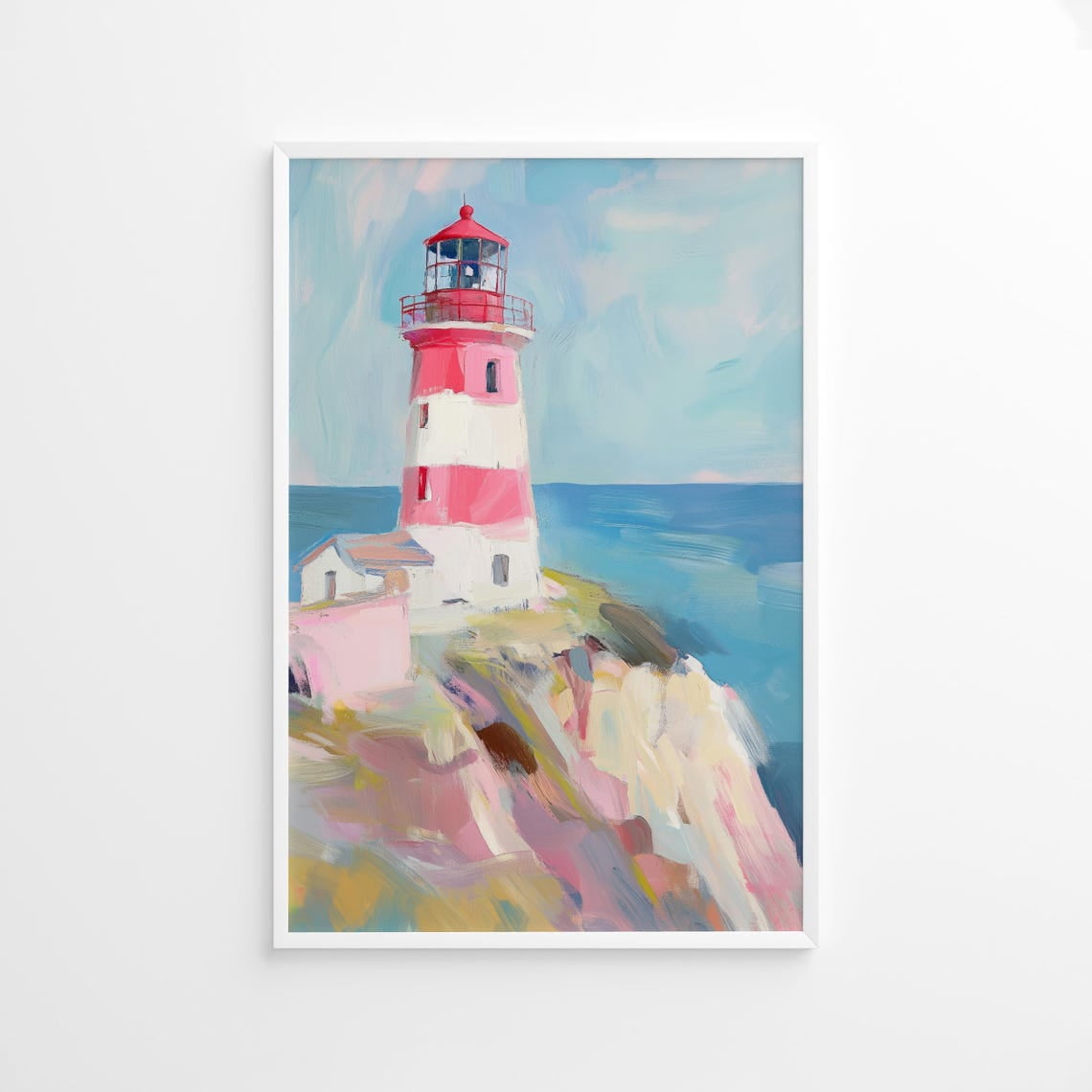 DOPAPRINT Pink Lighthouse Poster, Coastal Summer Wall Art, New England ...