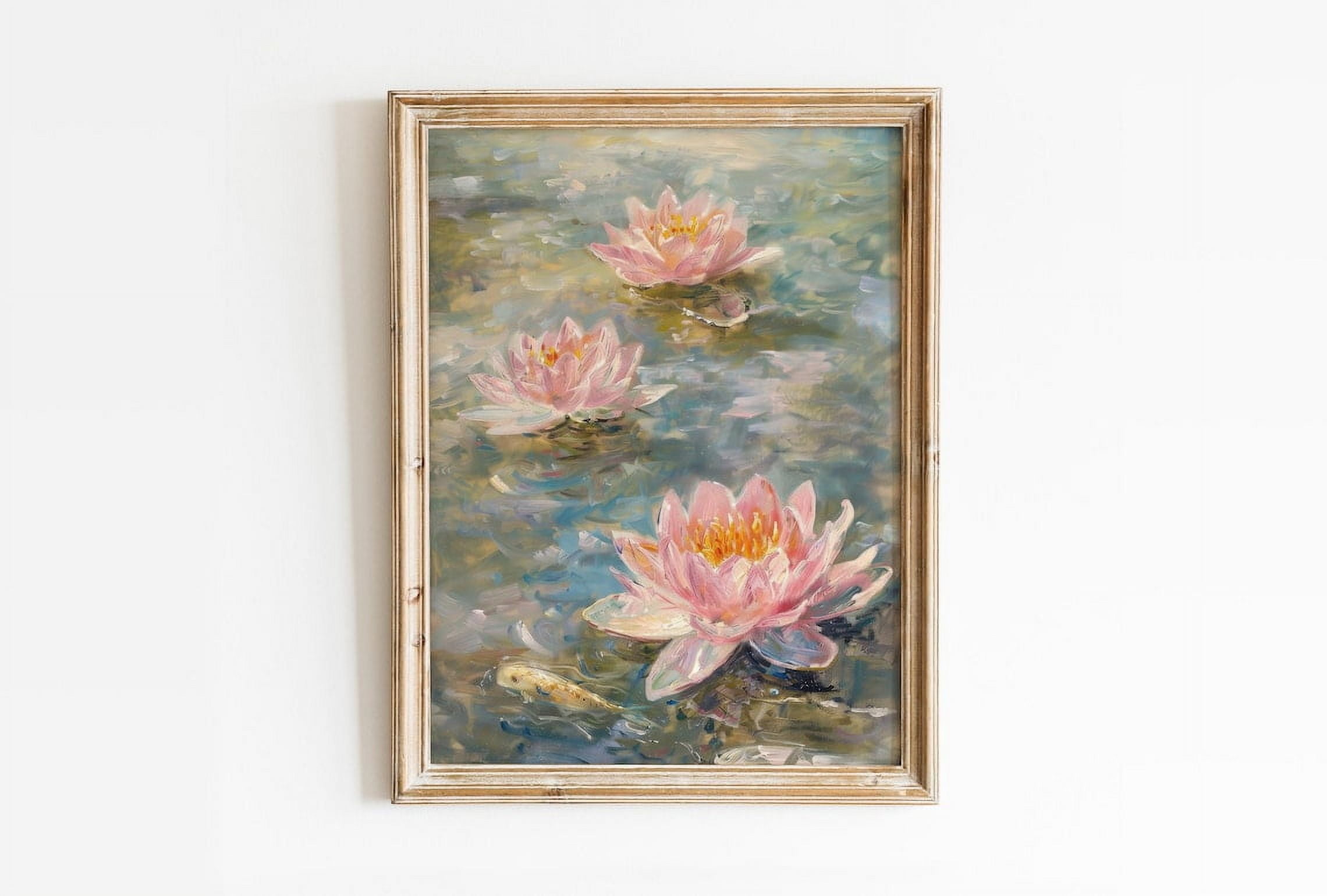 DOPAPRINT Pink Lotus Flowers Wall Art, Cottagecore Spring Print, Preppy ...
