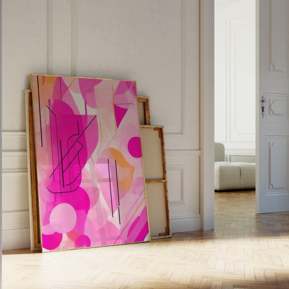 DOPAPRINT Pink Orange Abstract Print, Preppy Poster, Art, Trendy Pink ...