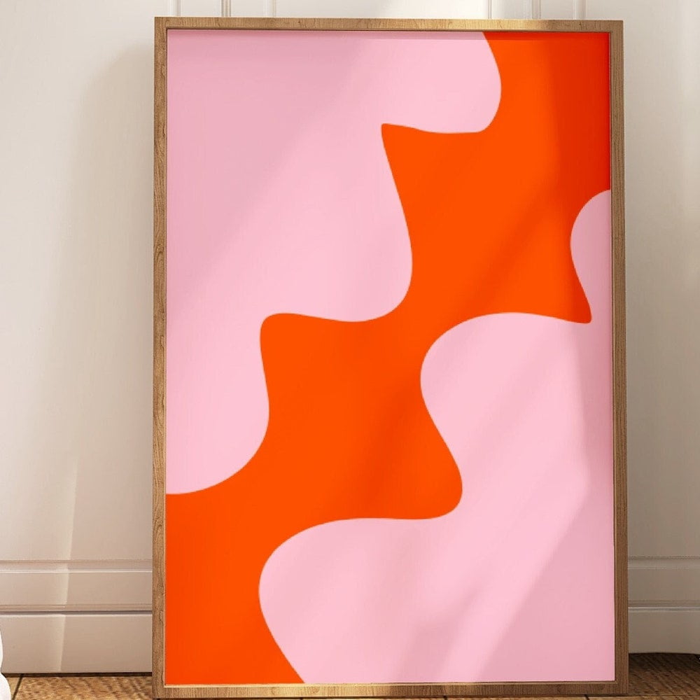 DOPAPRINT Pink Orange Abstract Print, Preppy Poster, Trendy Pink 70S ...