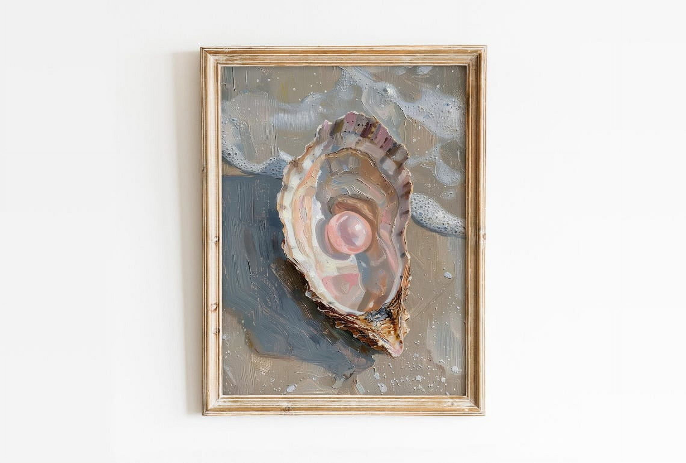 DOPAPRINT Pink Pearl In Oyster Wall Art, Girly Summer Print, Trendy Seasonal Coastal Poster ...