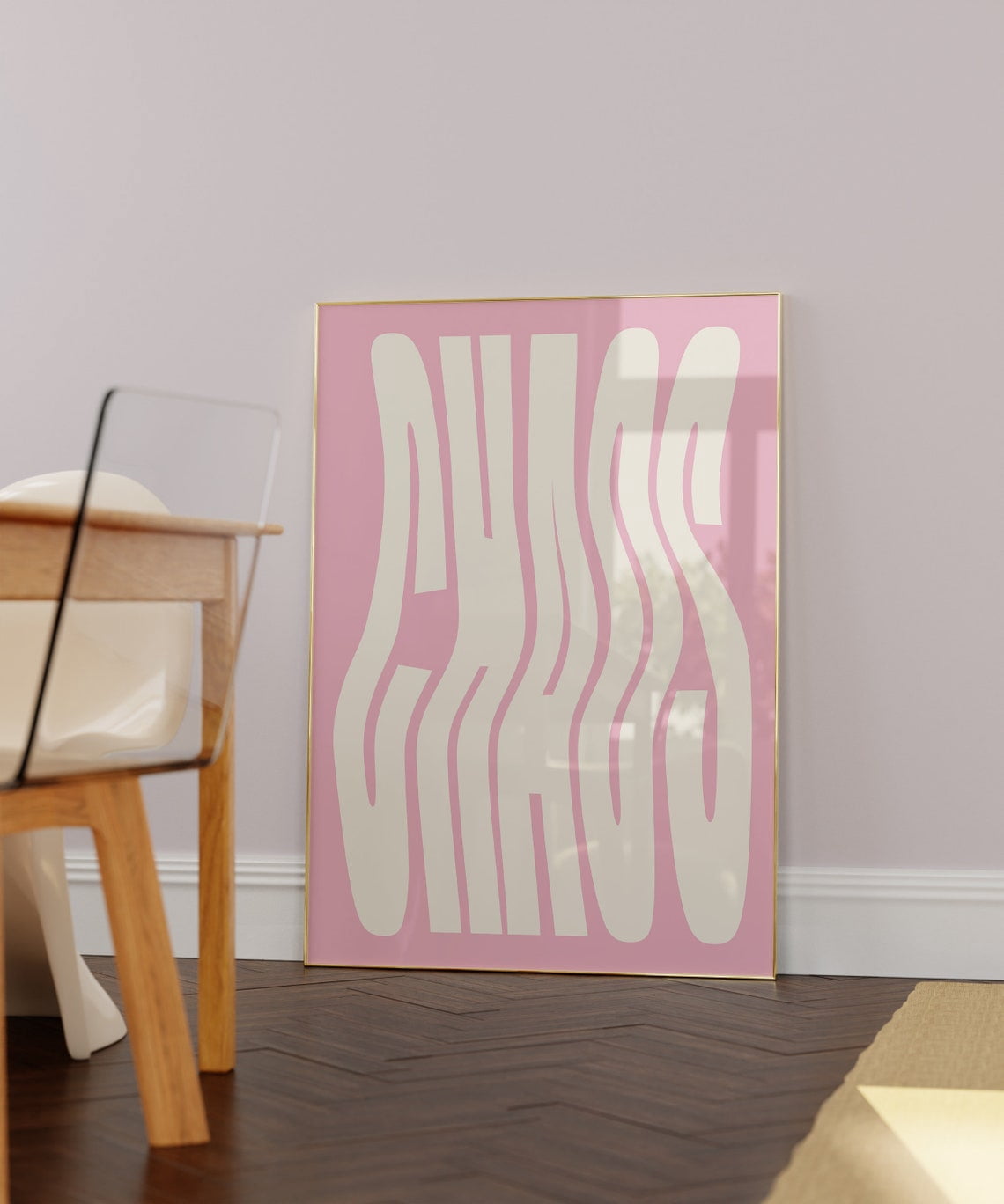 DOPAPRINT Pink Poster Trendy Retro Typography Print, Chaos Wall Art ...