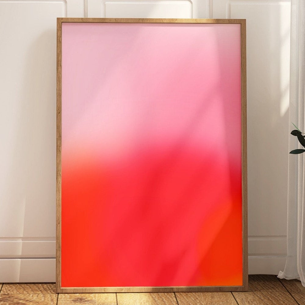 DOPAPRINT Pink Red Aura Print, Orange Pink Blur Gradient Print, Glow ...