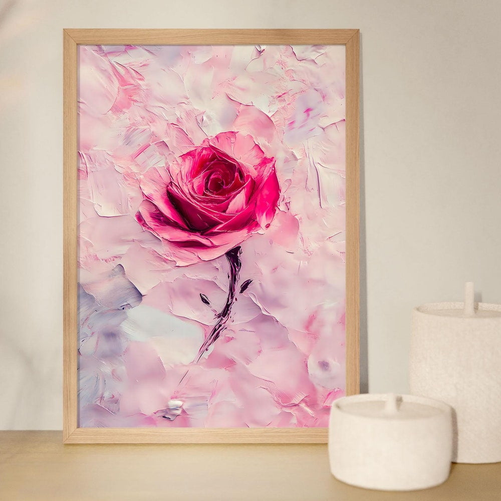 DOPAPRINT Pink Rose Oil Painting Print Floral Wall Art Romantic Flower ...