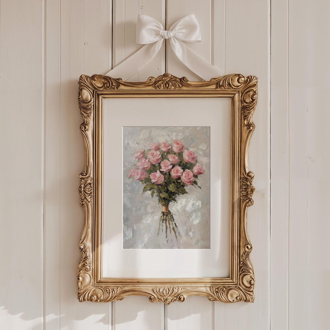 DOPAPRINT Pink Roses Bouquet Wall Art, Coquette Flower Print, Vintage ...