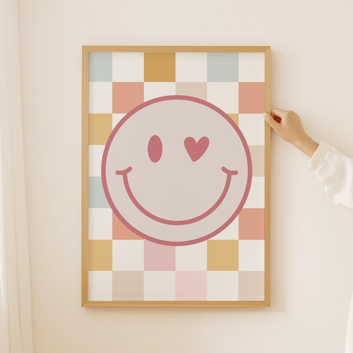 DOPAPRINT Pink Smiley Face Poster, Cool Preppy Smileys Wall Art, Girls College Decor, Indie Room ...