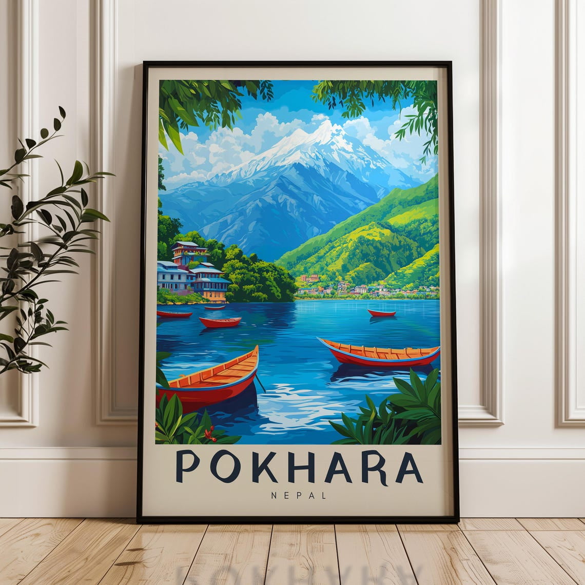 DOPAPRINT Pokhara Travel Poster - Nepal Wall Art Print, Annapurna ...