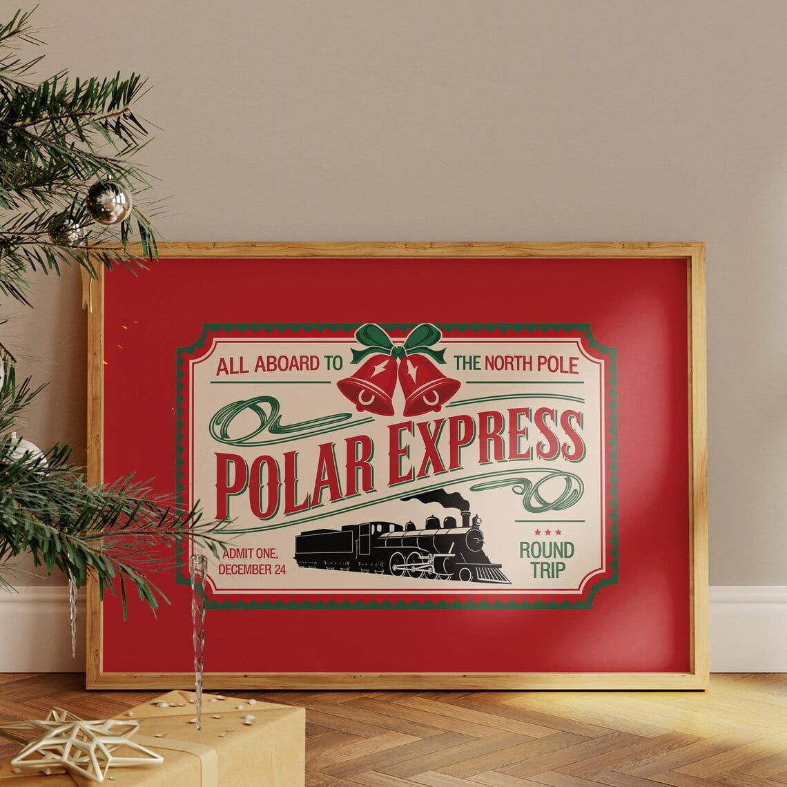 DOPAPRINT Polar Express Ticket Print, North Pole Ticket, Red ...