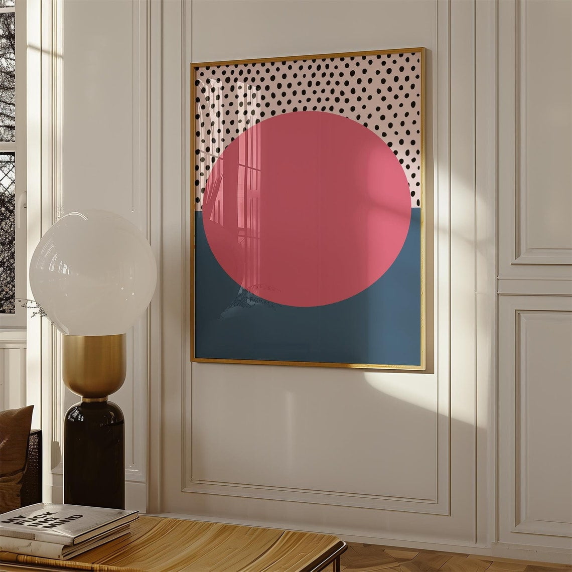 DOPAPRINT Polka Dot Sunset Geometric Wall Art Modern Poster For Living ...