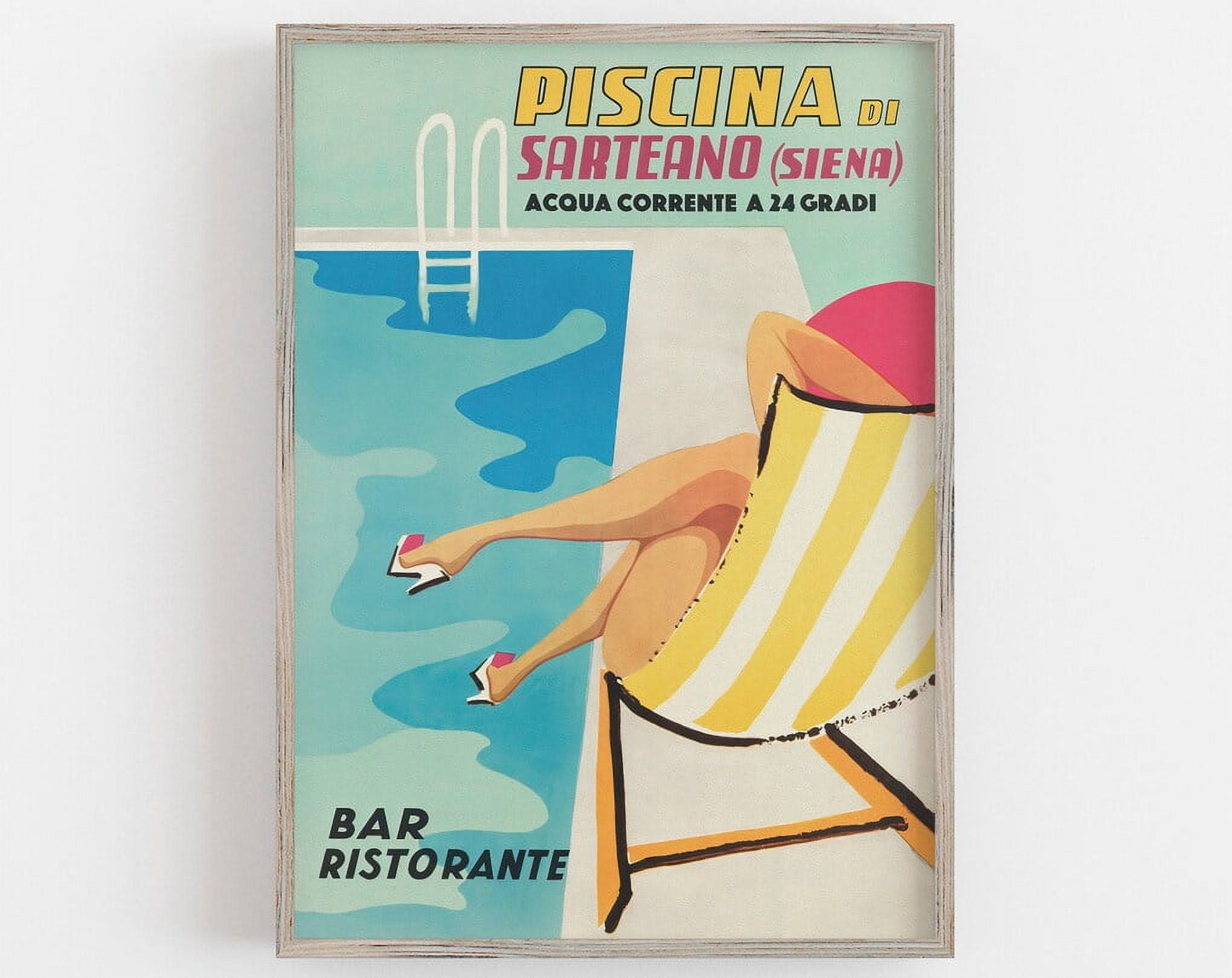 DOPAPRINT Poolside Wall Art, Vintage Wall Art, Summer Wall Art, Italy Print, Piscina, Italy ...