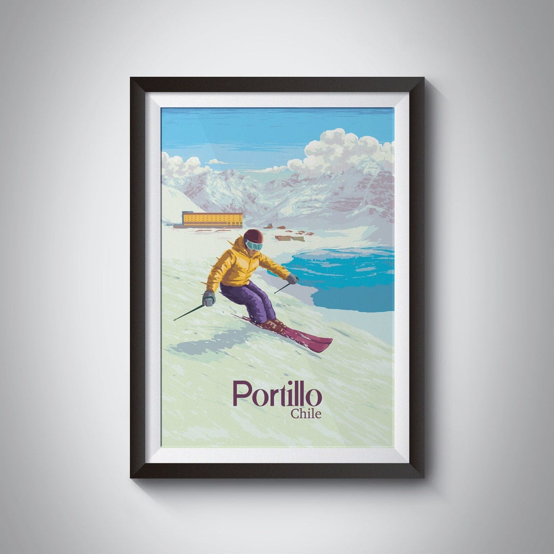 DOPAPRINT Portillo Chile Ski Resort Travel Poster, South America, Andes ...