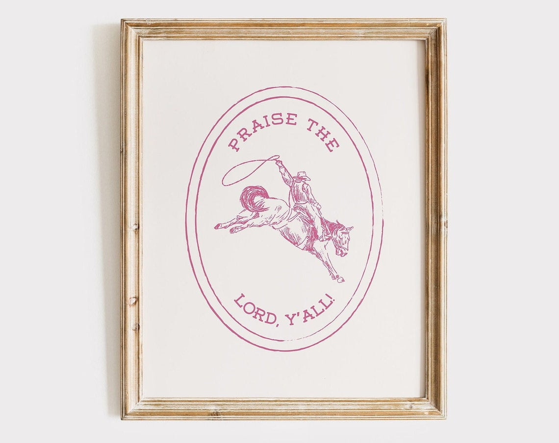 DOPAPRINT Praise The Lord Western Vintage Cowboy Poster Pink Girly ...