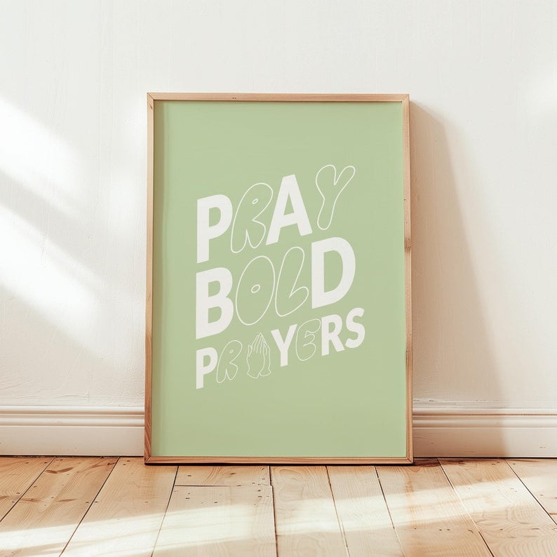 DOPAPRINT Pray Bold Prayers Lime Cream Christian Wall Art Prints Trendy ...