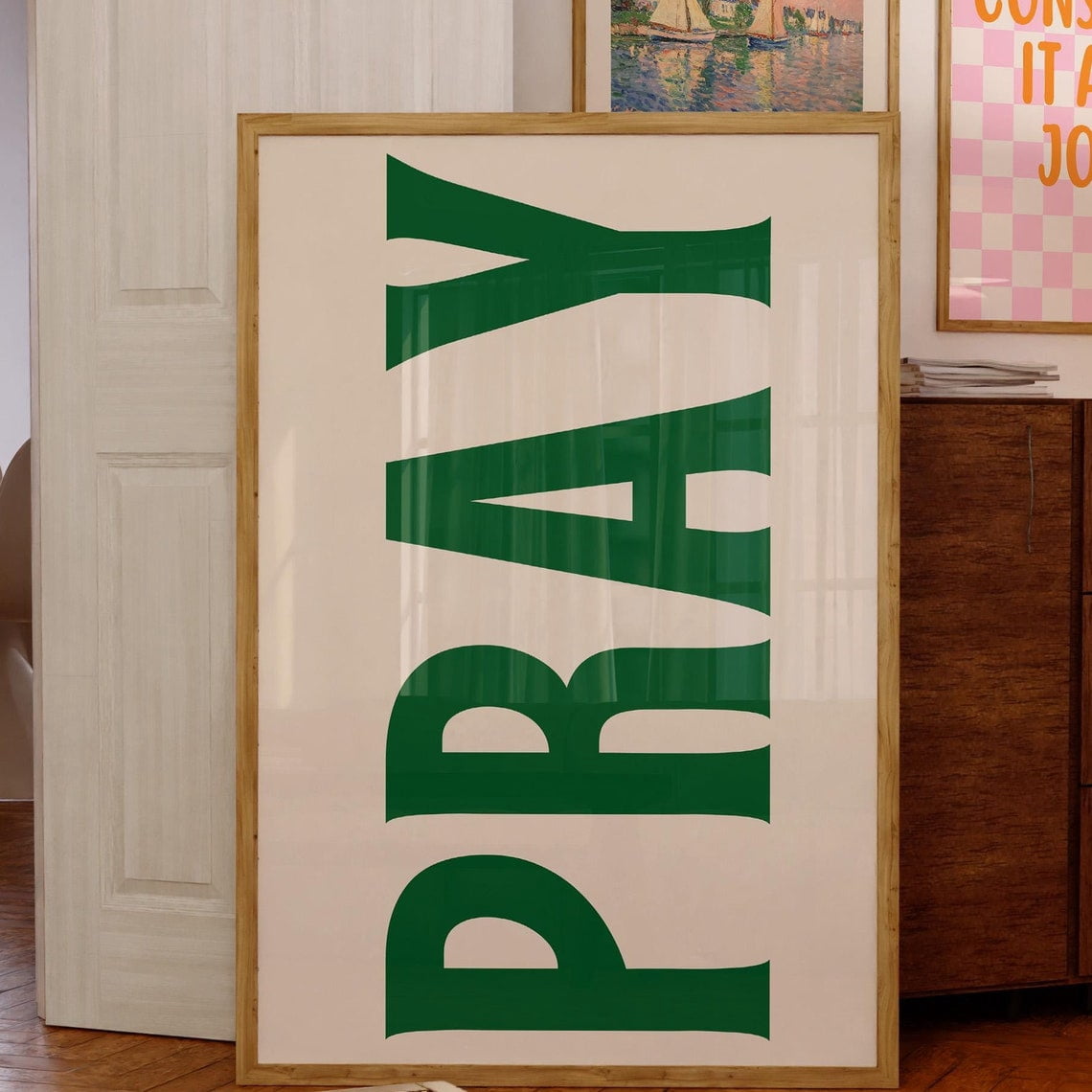 DOPAPRINT Pray Print, Jesus Typography Poster, Trendy Christian Wall ...