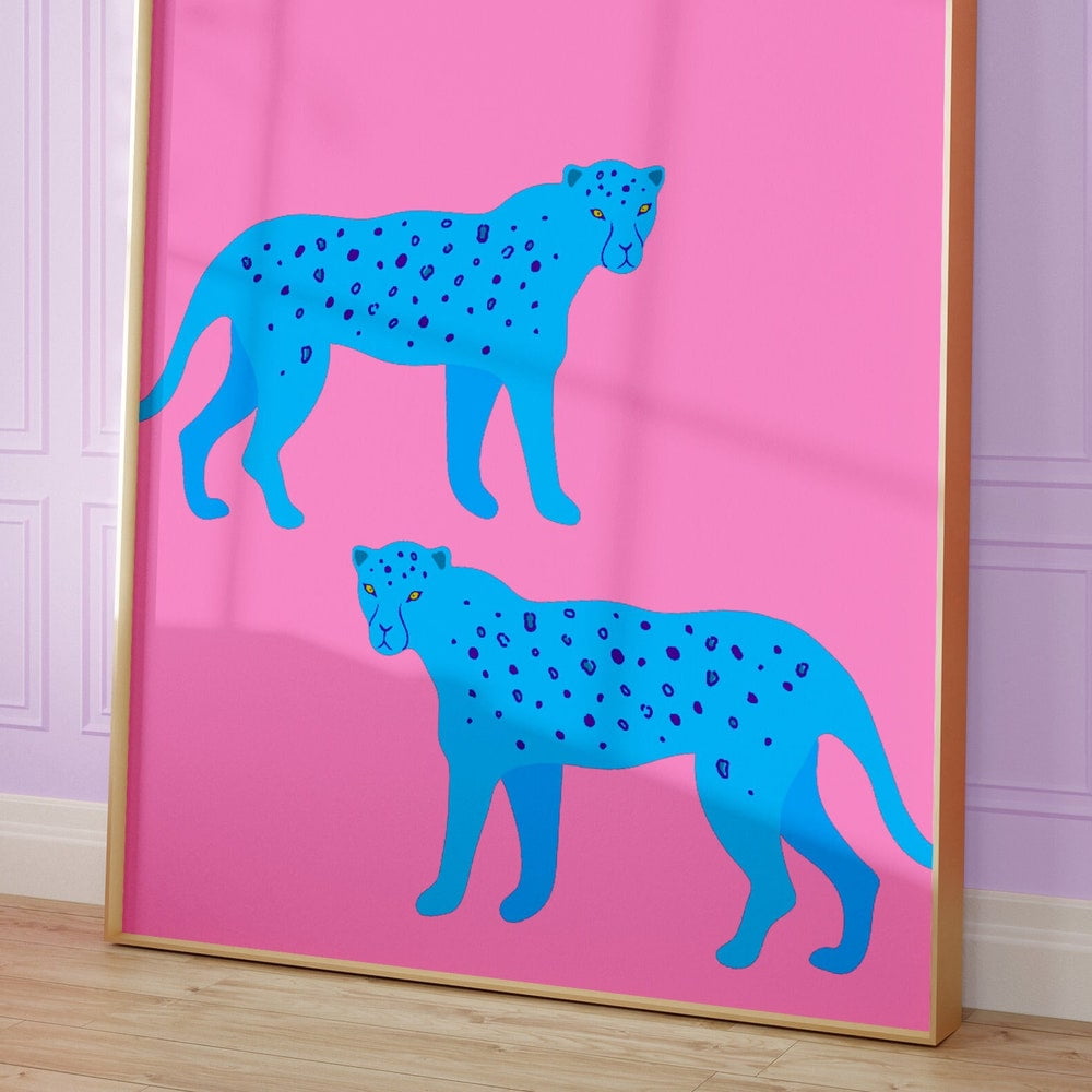 DOPAPRINT Preppy Animal Wall Art Prints, Cheetah Wall Art Leo.Pard ...