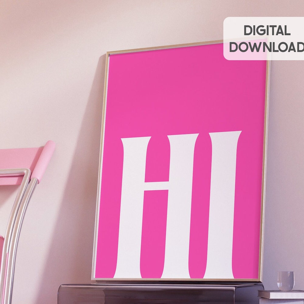 DOPAPRINT Preppy Pink Bedroom Prints, Hi Poster, Colorful Entryway ...