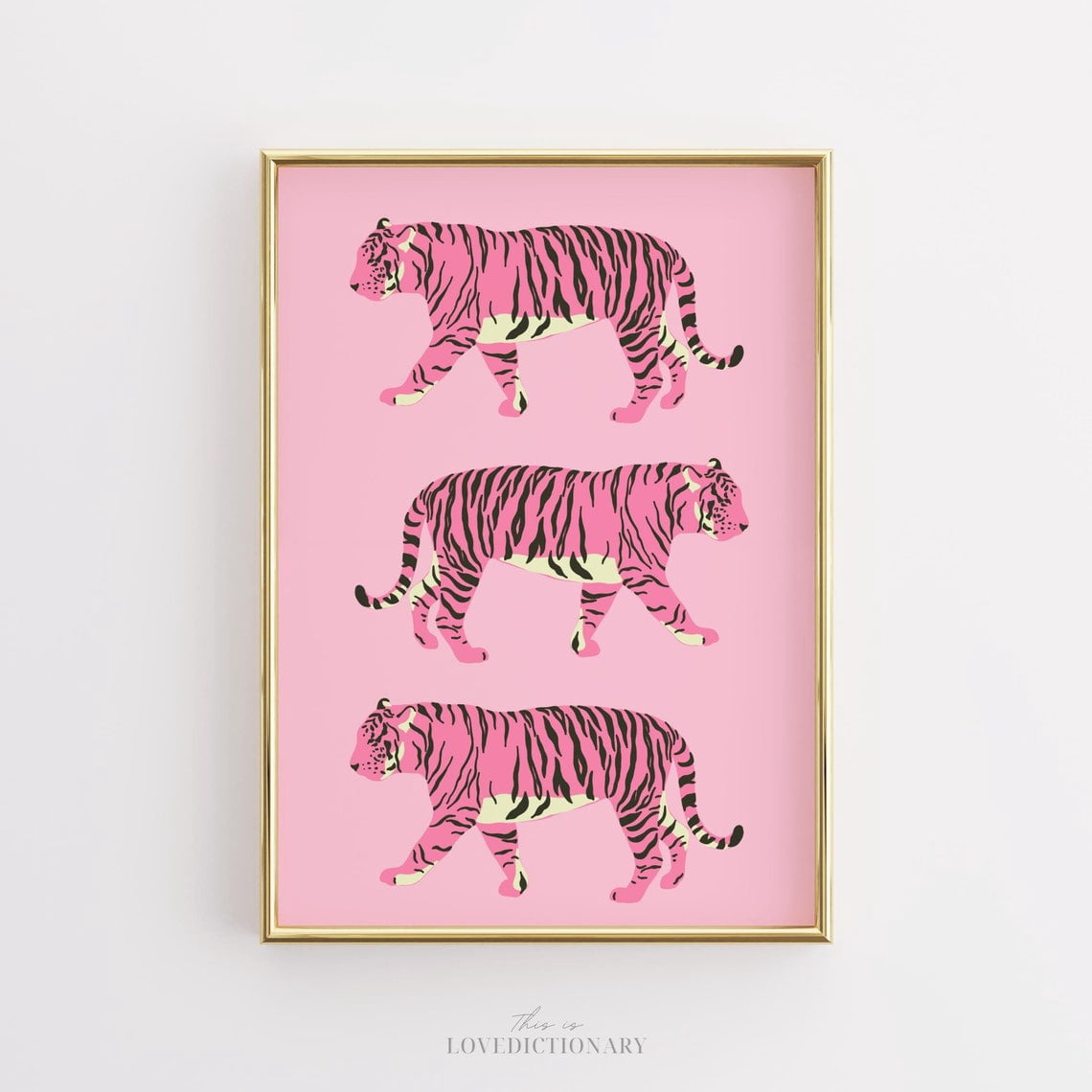 DOPAPRINT Preppy Pink Tigers Print, Preppy Wall Decor, Trendy Wall Art ...