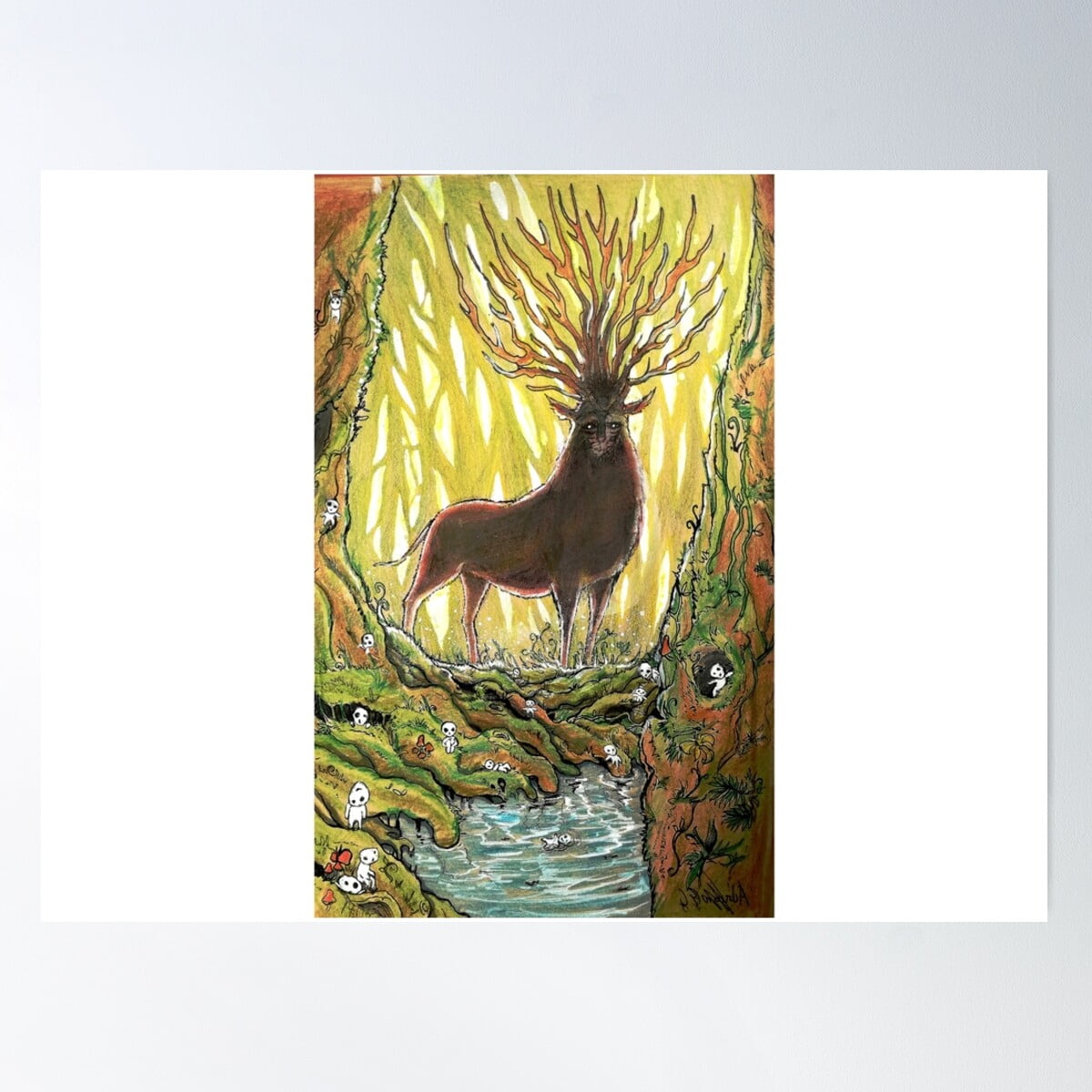 DOPAPRINT Princess Mononoke Forest Spirit With Pencils Poster Wall Art ...