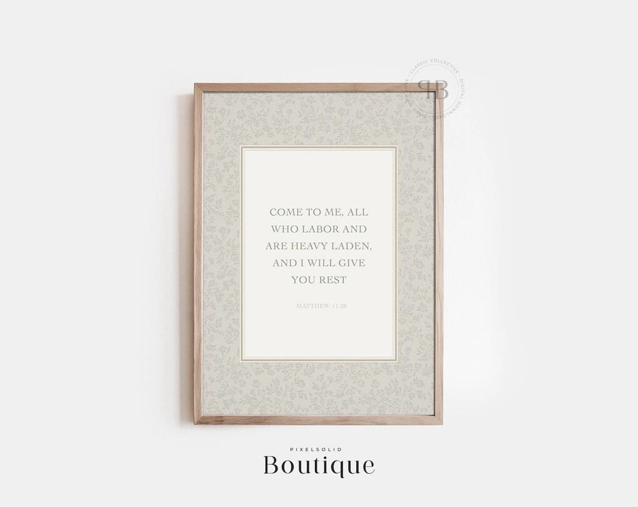 DOPAPRINT Printable Bible Verse Wall Art, Matthew 11:28 Scripture Decor ...