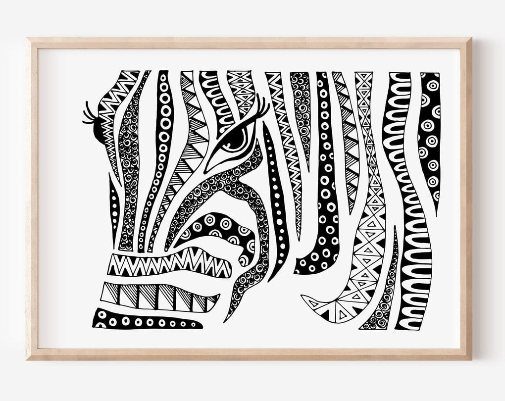 DOPAPRINT Printable Zebra Wall Art, Minimalist Wildlife Animal Art ...